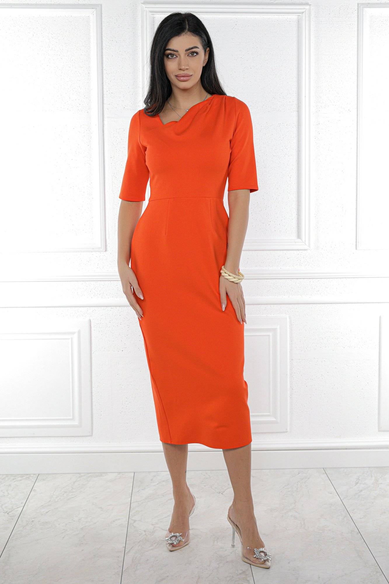 Closet London Rochie conica portocaliu Dr4717 - Rochii